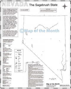 Nevada map - Blank outline map, 16 by 20 inches, activities included