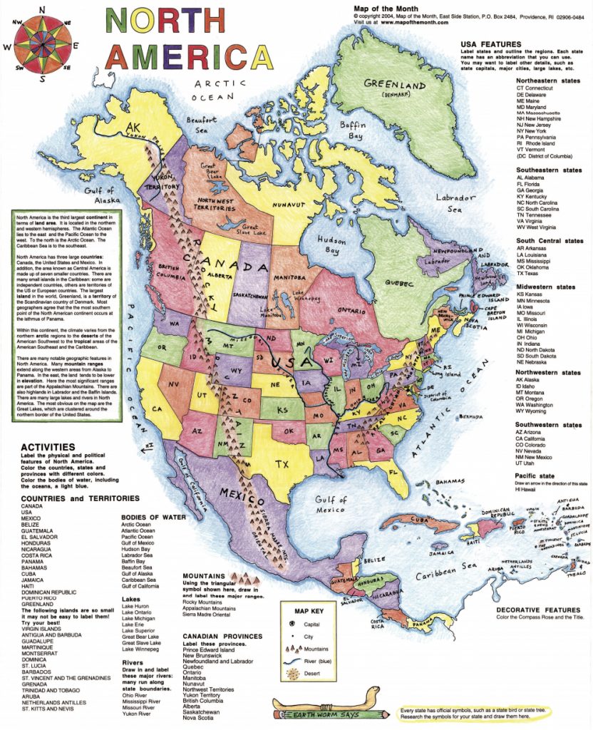 North America Map - Maps for the Classroom