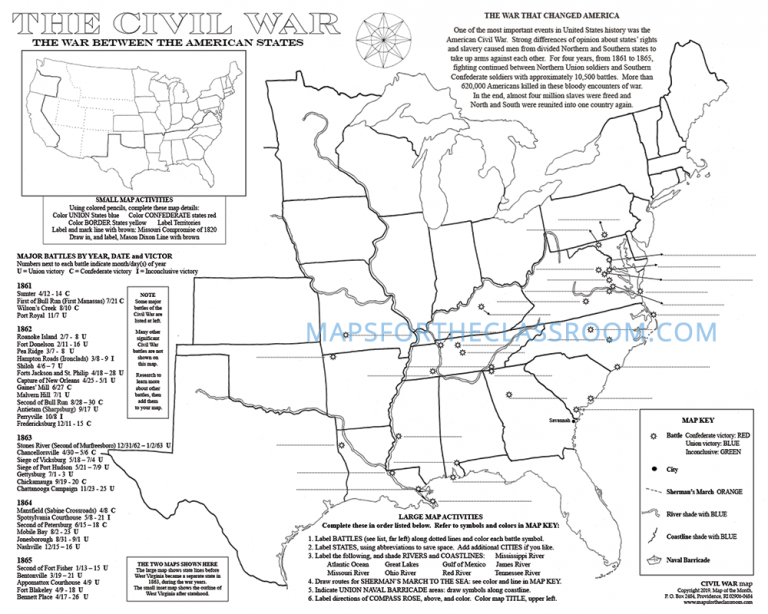Civil War Map - Maps for the Classroom