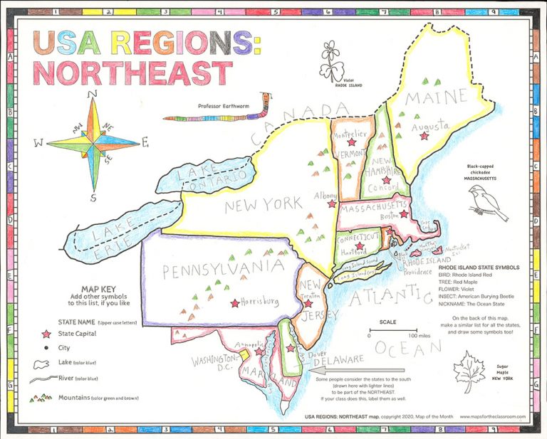 USA Regions – Northeast - Maps for the Classroom
