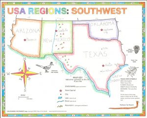 USA Regions – Southwest - Maps for the Classroom