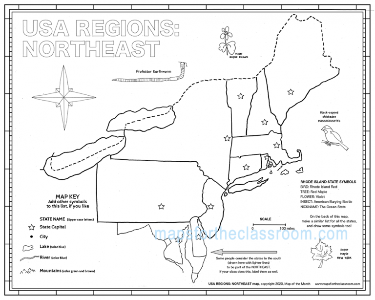 USA Regions – Northeast - Maps for the Classroom